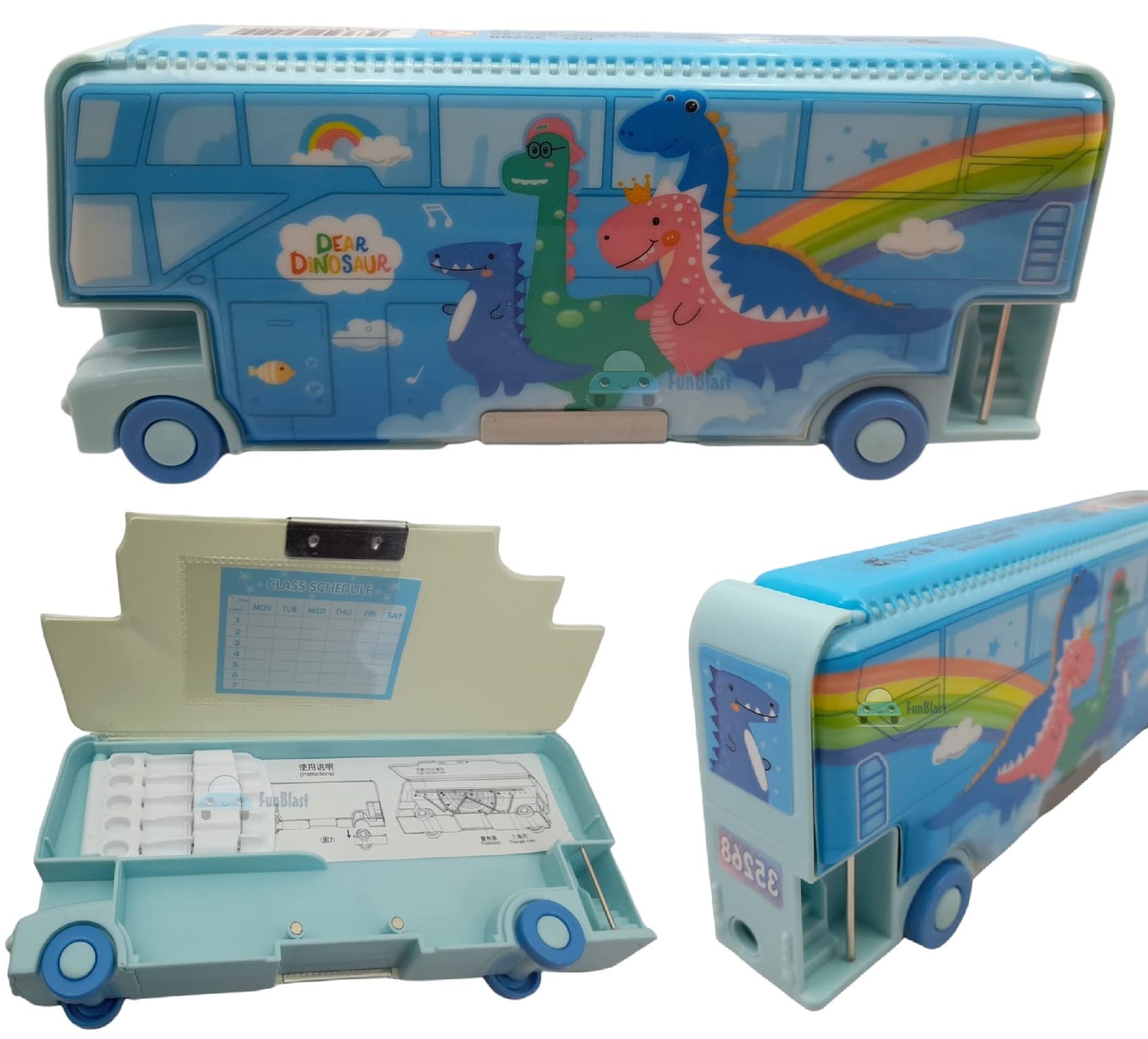 Funblast Magnetic Pencil Case With Sharpener Bus Toy Pencil Box ...