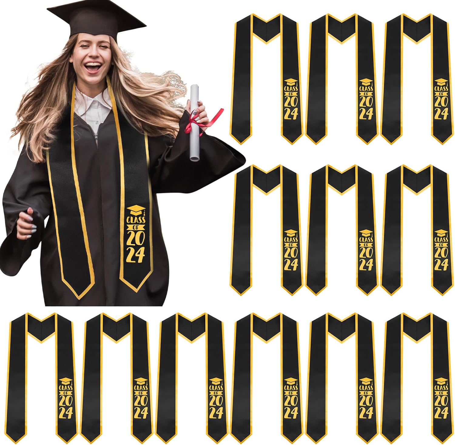 Amazon.com: Jutom 12 Pcs Graduation Stole Class of 2024 Graduation ...