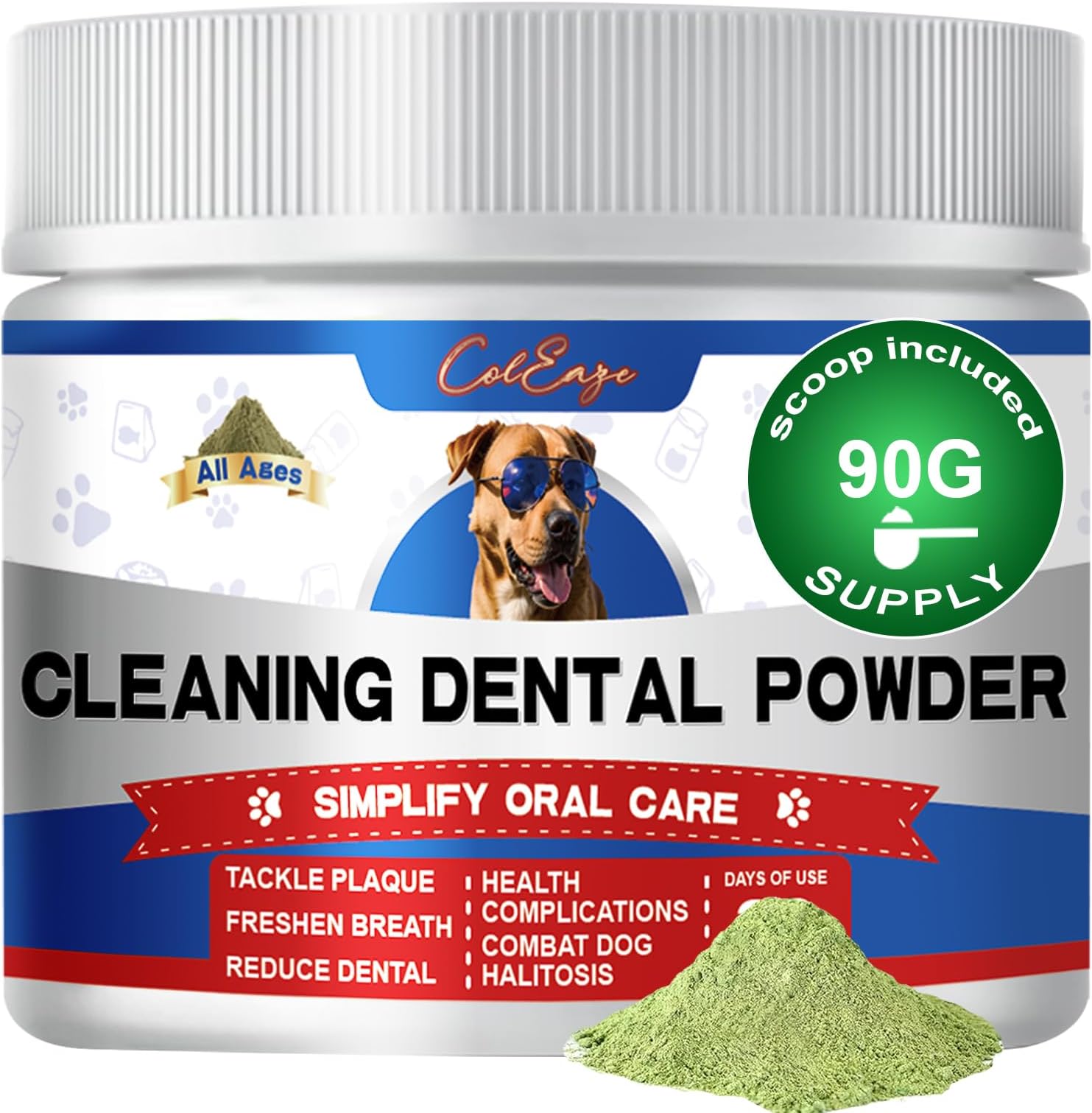 Amazon.com : Coleaze Dog Teeth Cleaning Powder,Herbal Dog Dental Powder ...
