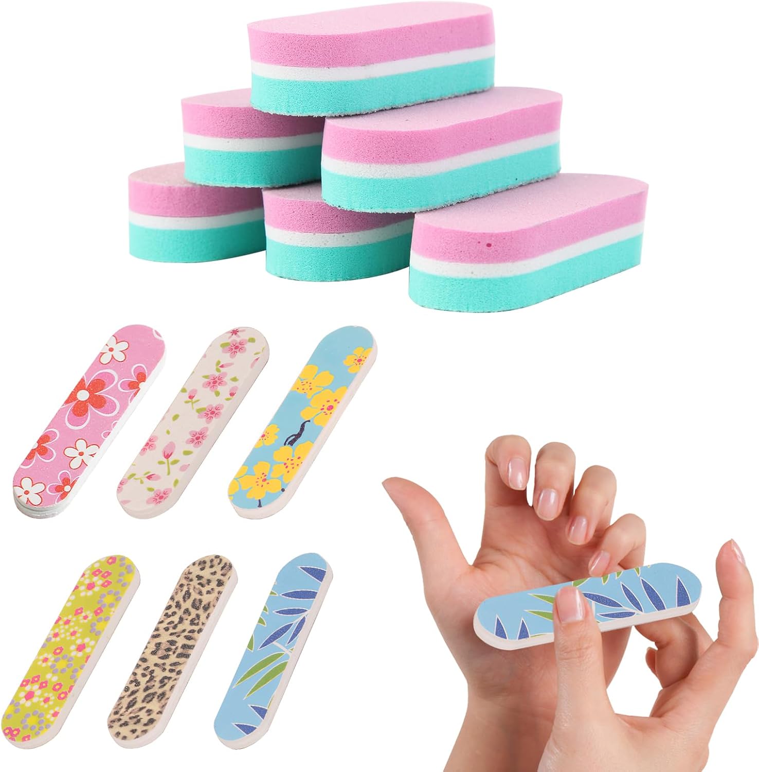 12Pcs Nail Files and Buffers Set, Nail Files Block Professional Double ...