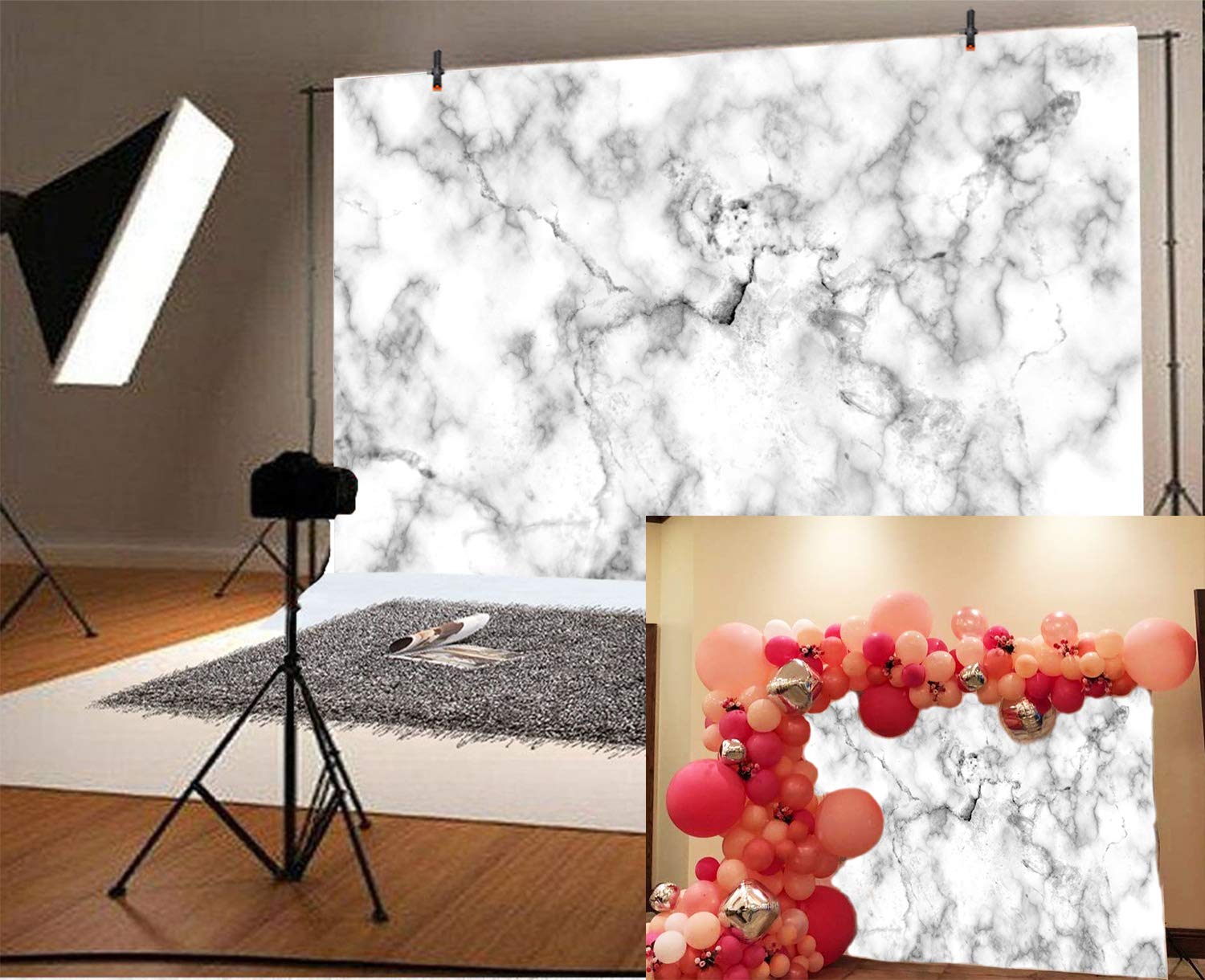 Buy Laeacco Marble Panel Background 8x6.5ft Photography Backdrop ...