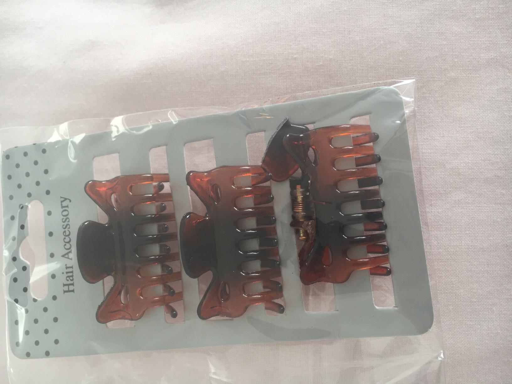 Three 4cm Tort Brown Hair Clamps Hair Claw Clips Hair Accessories ...