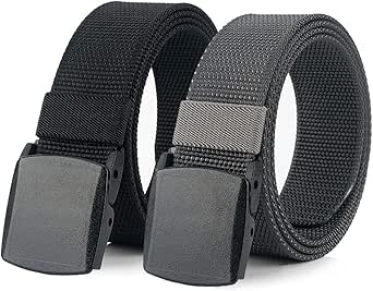 HOANAN 2 Pack Thick Nylon Belts, Heavy Duty Work Non-metal Webbing Belt ...