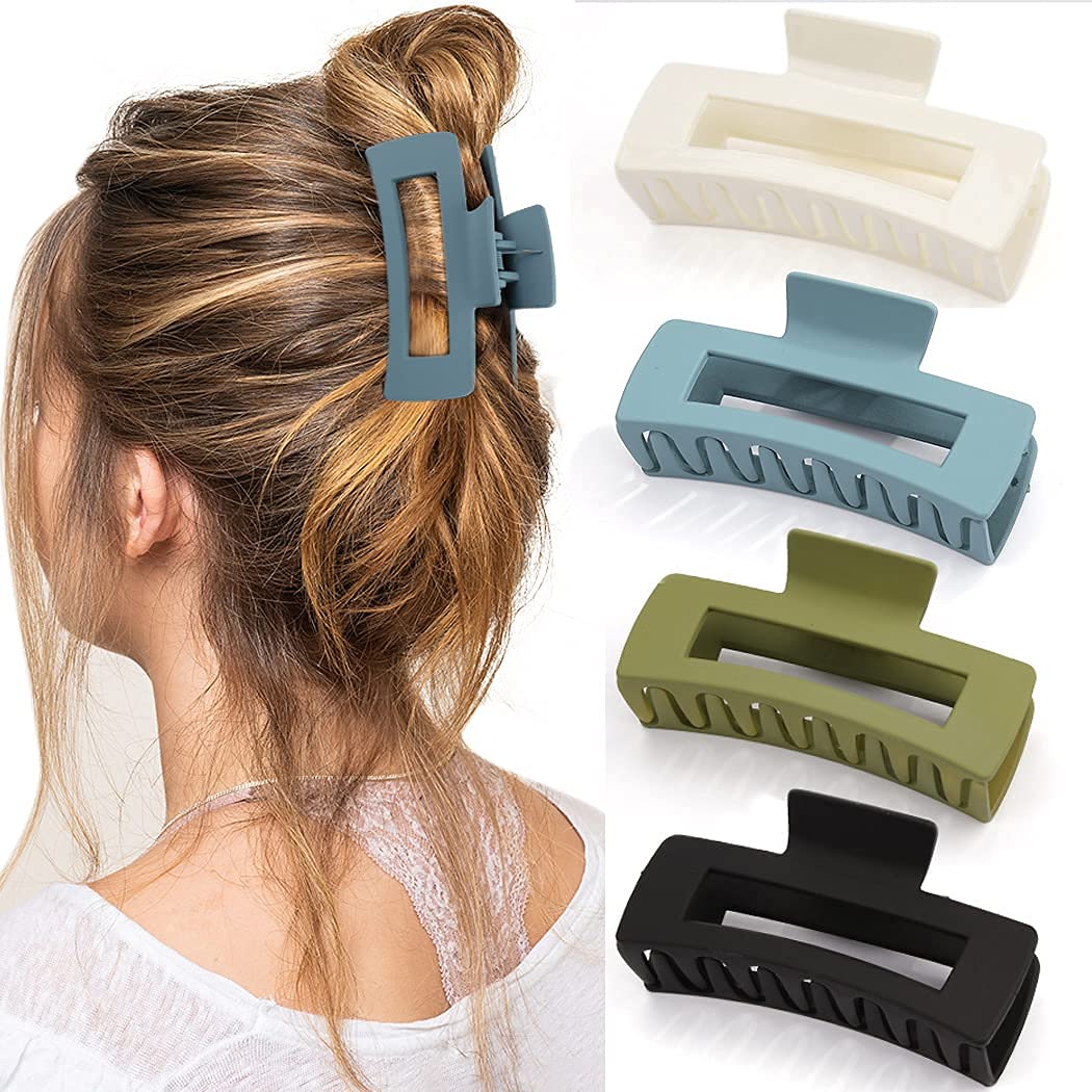 ASG Women's Thick Rectangle Claw Clip,2 Color Hair jumbo Claw Clips ...