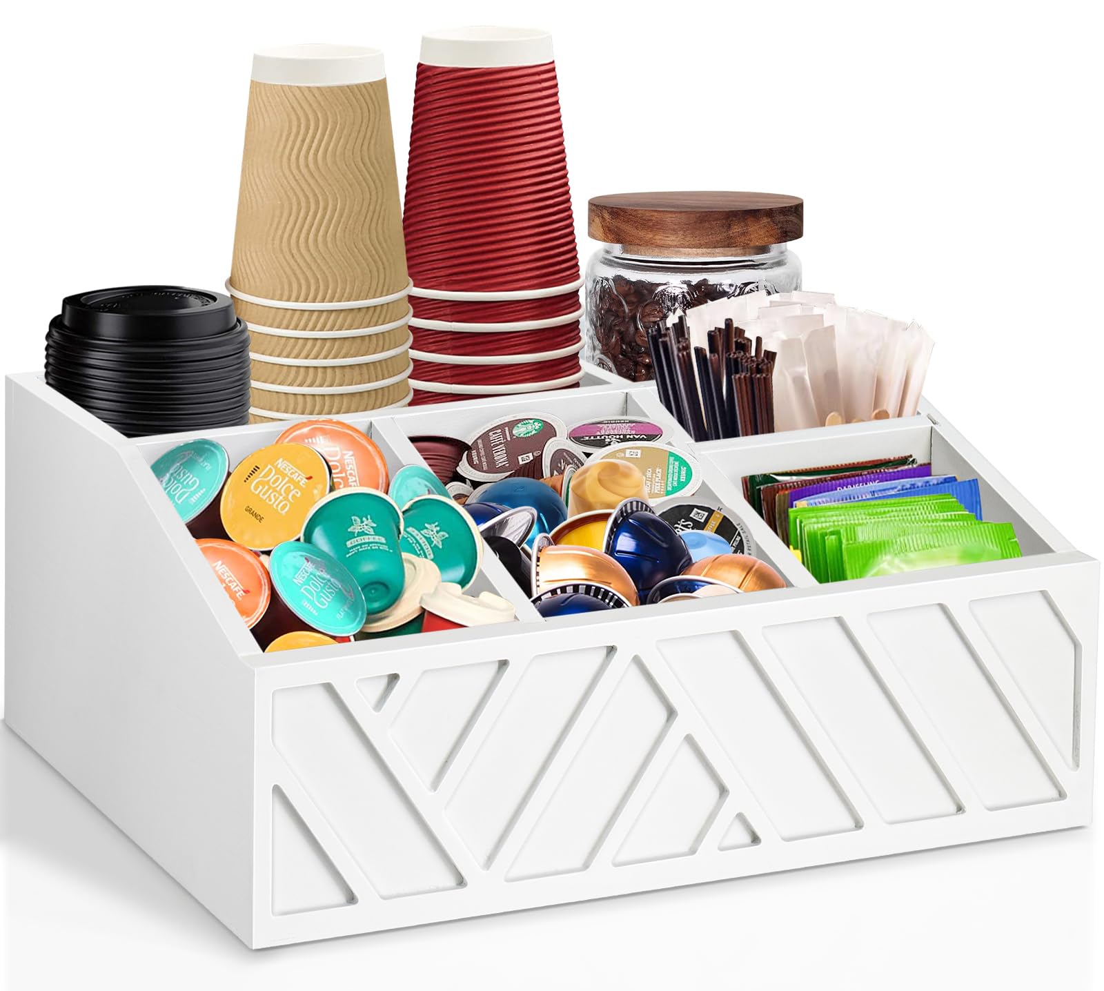 Amazon.com: ugiftt Coffee Station Organizer for Counter, Wood Coffee ...