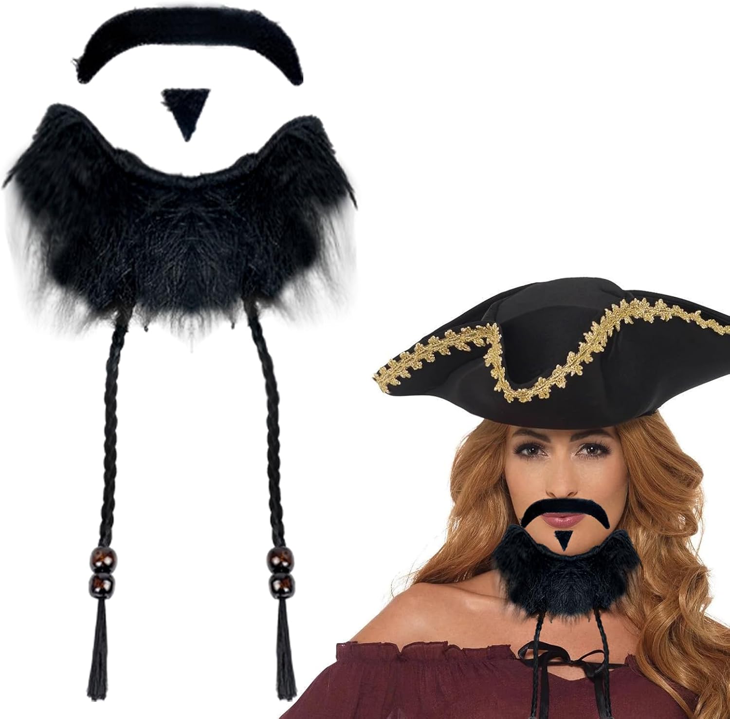Amazon.com: Syjinghao Self Adhesive Pirate Fake Mustache and Beard ...