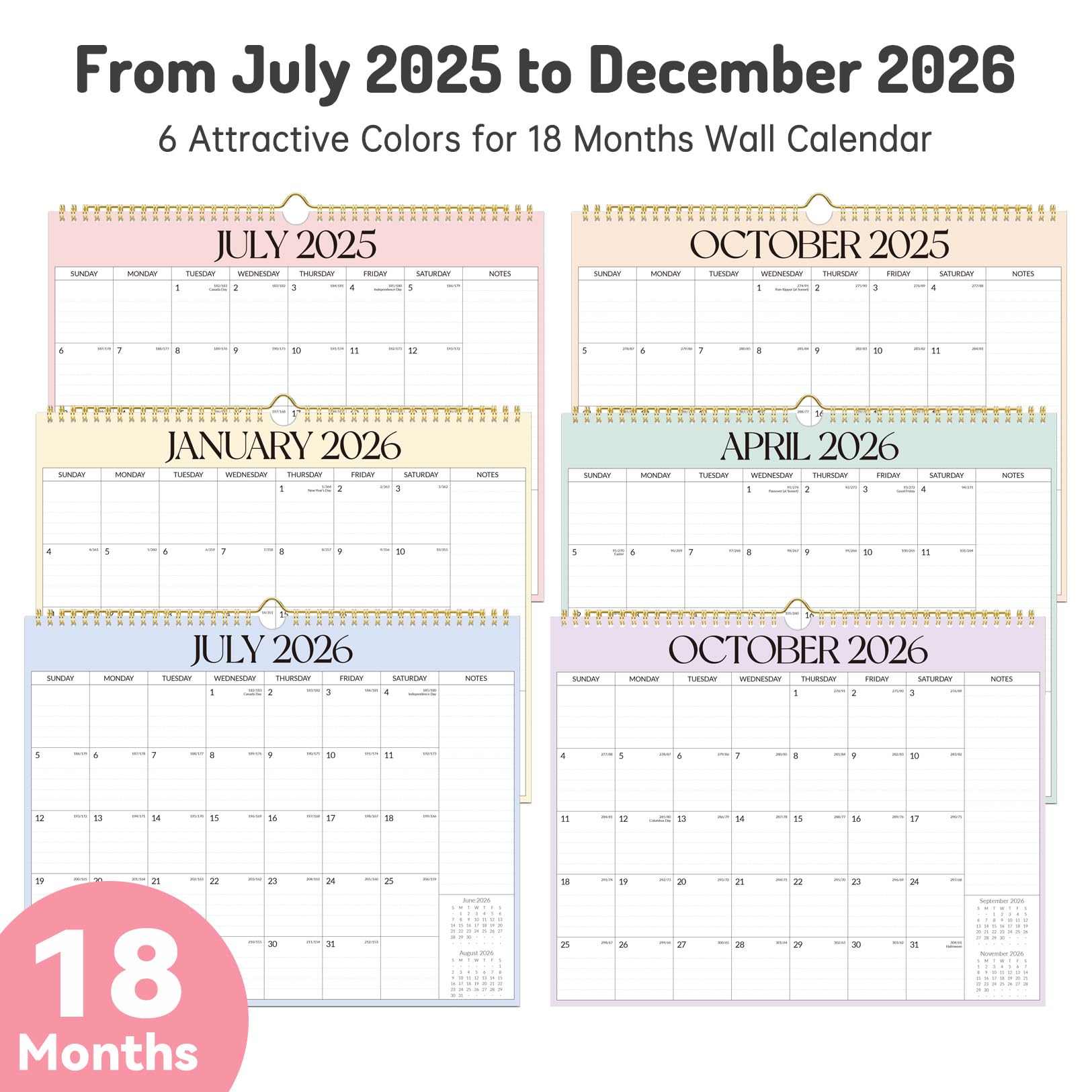 Snapklik.com : Aesthetic Wall Calendar 2025-2026, 18-Month Calendars ...