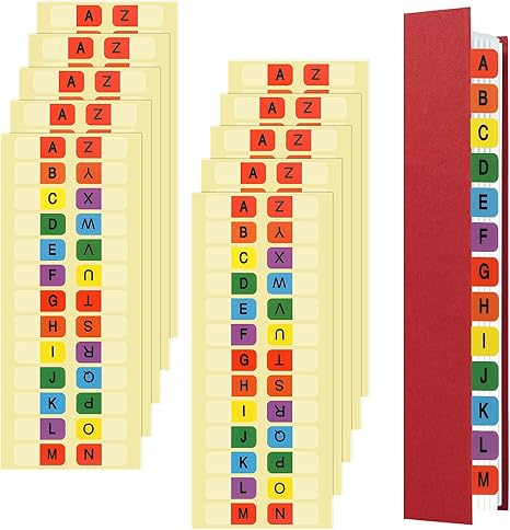 Amazon.com : A-Z Alphabetical Index Tabs, 260Pcs Self Adhesive Alphabet ...