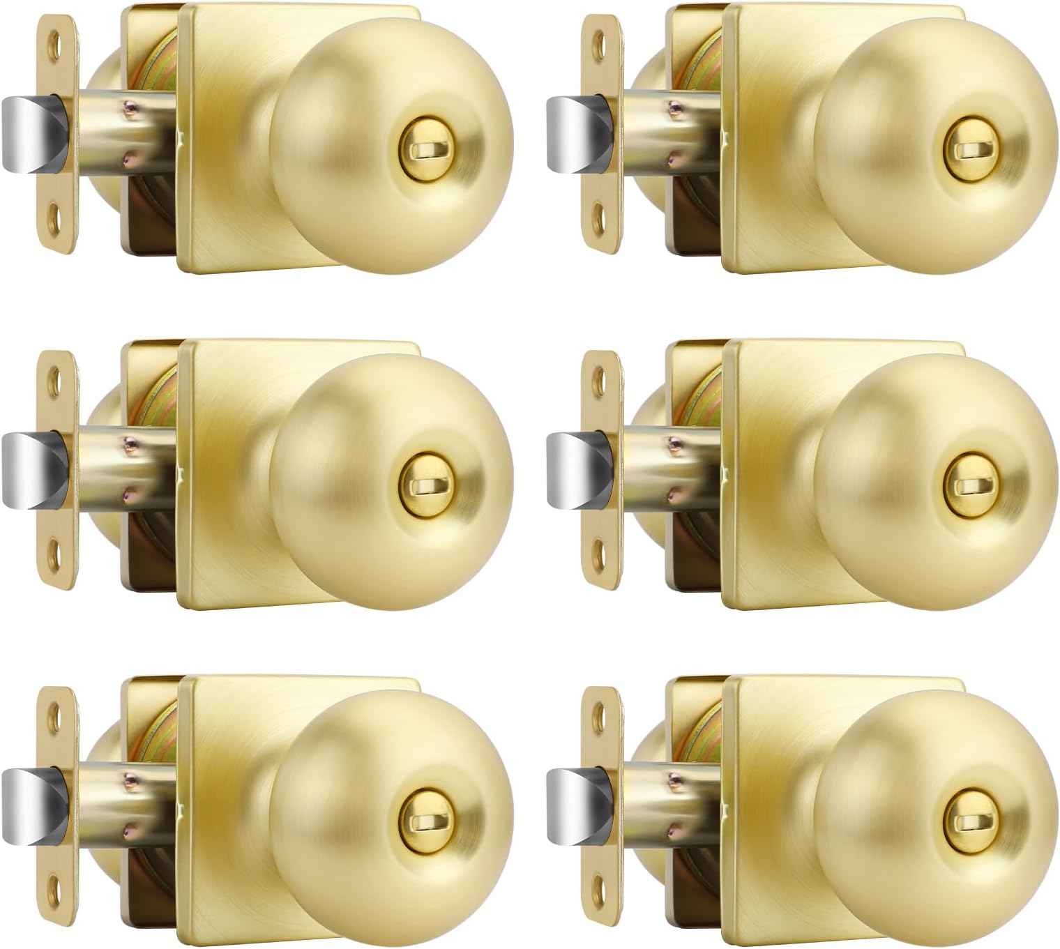 goldenwarm 2 Pack Brushed Gold Dummy Door Knobs, Inactive Half Dummy Door Knob, Brushed Brass No ...