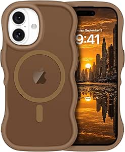 Amazon.com: GUAGUA for iPhone 16 Plus Magnetic Case, Cute Curly Wave Shape Design, Compatible ...