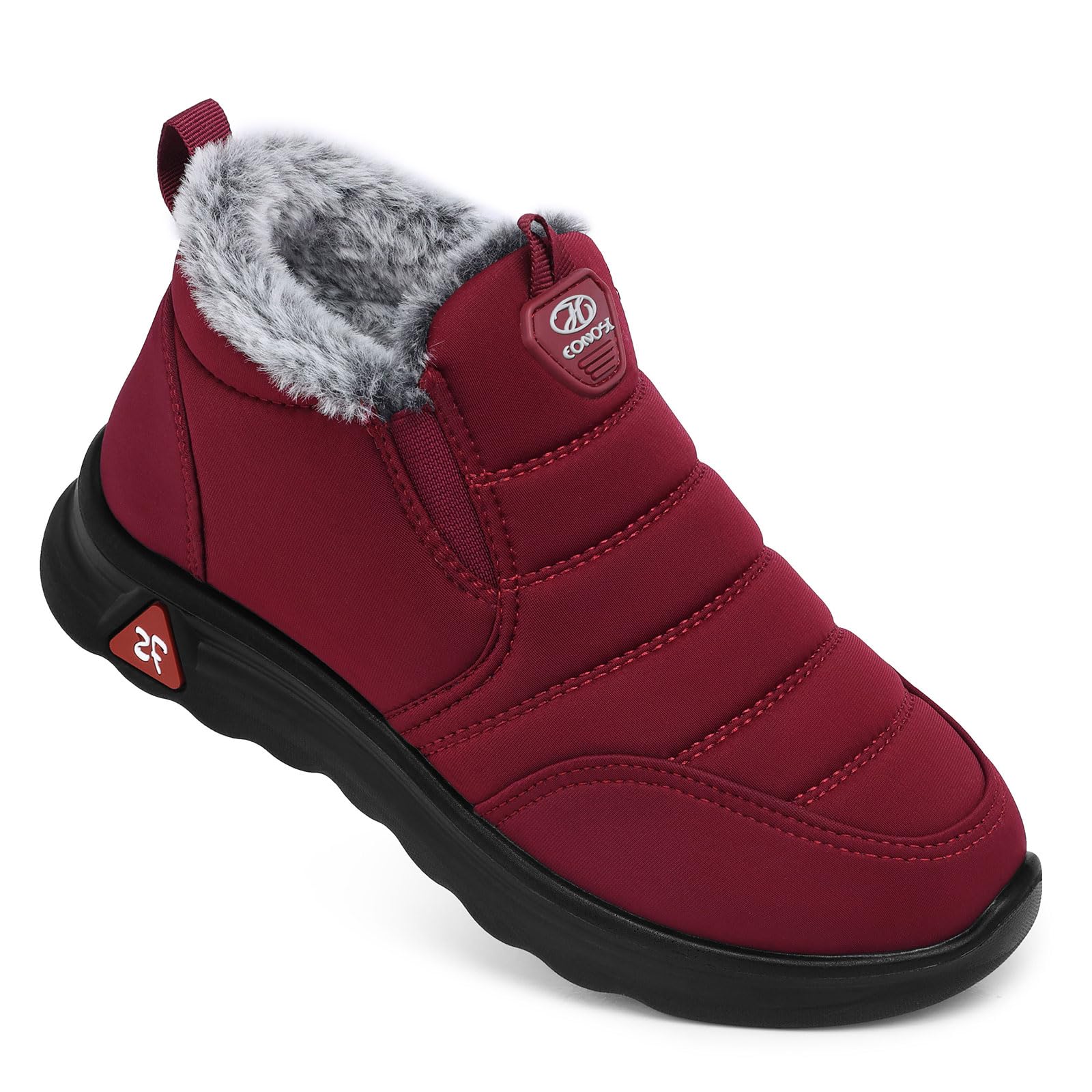Amazon.com | SHIBEVER Red Winter Boots for Women: Warm Fur Lined Slip ...