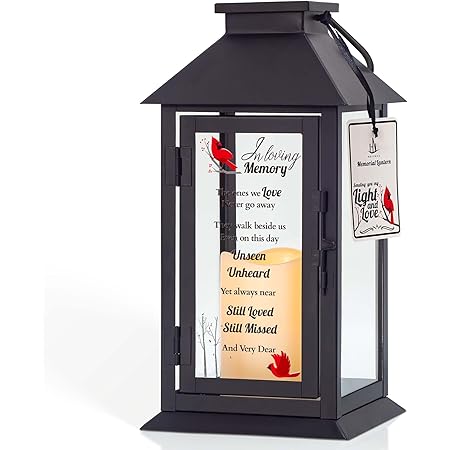 Amazon.com: 3 Pieces Sympathy Gift Funeral Cardinal Lantern Memorial ...