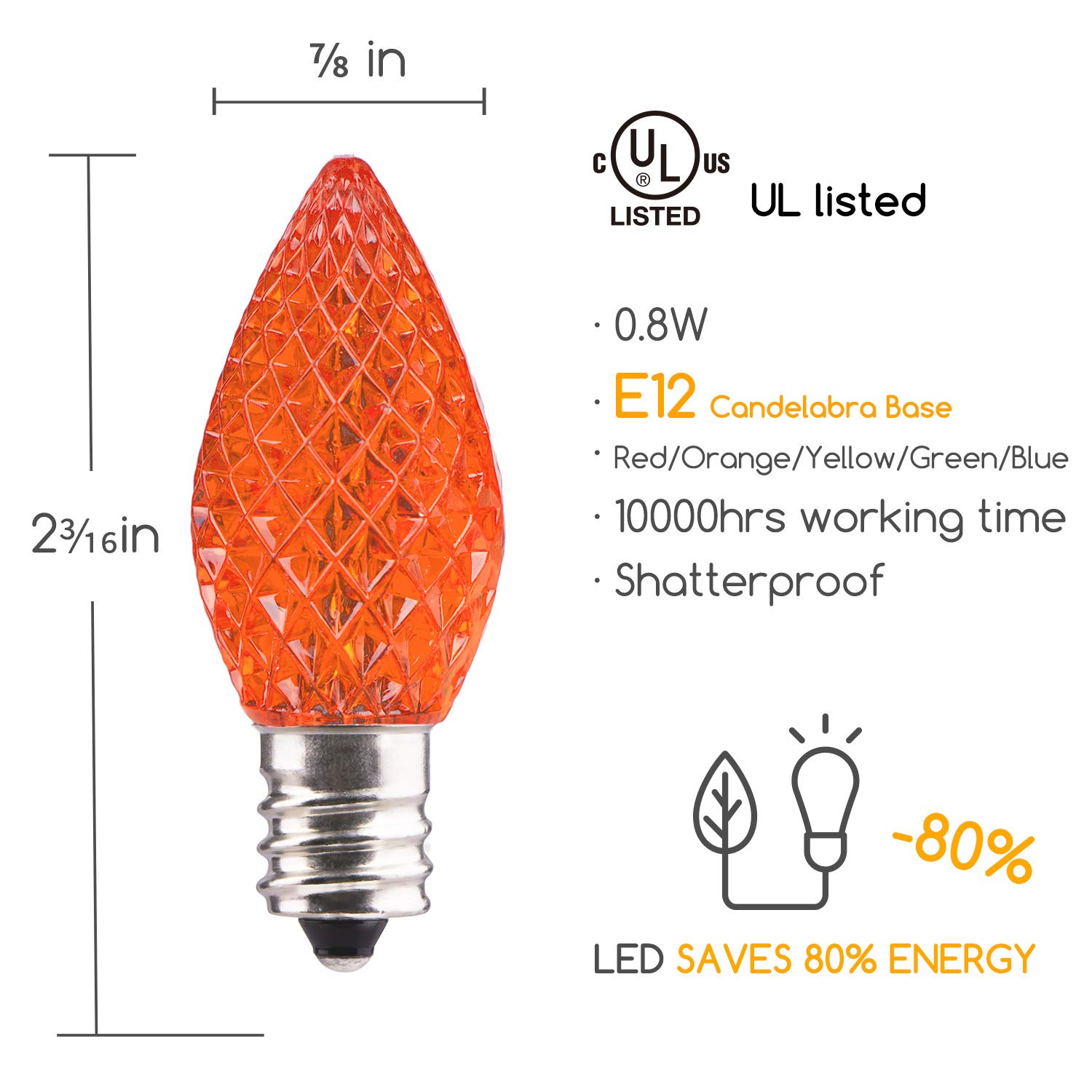 Snapklik.com : 25 Pack C7 Led Replacement Christmas Light Bulb, C7 ...