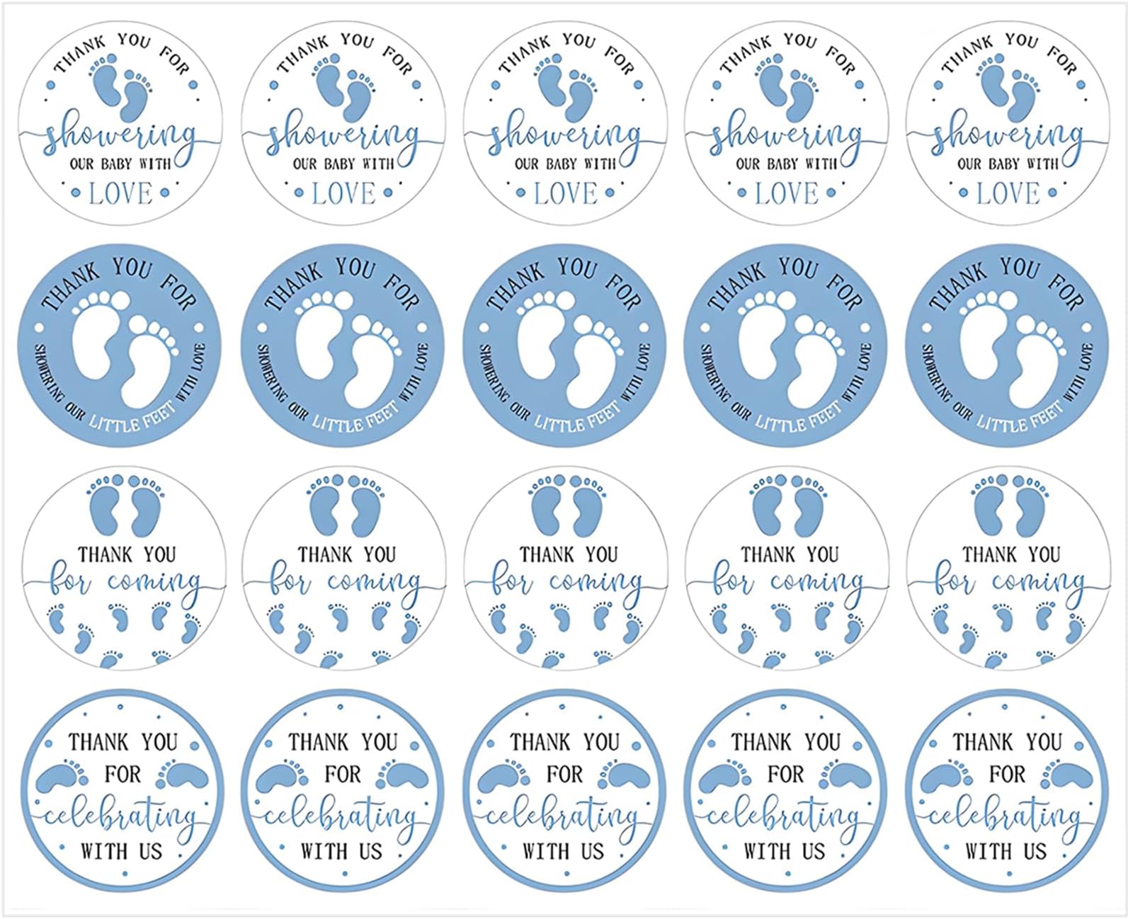 Amazon.com: Baby Shower Stickers | Blue | Thank You for Showering Our ...