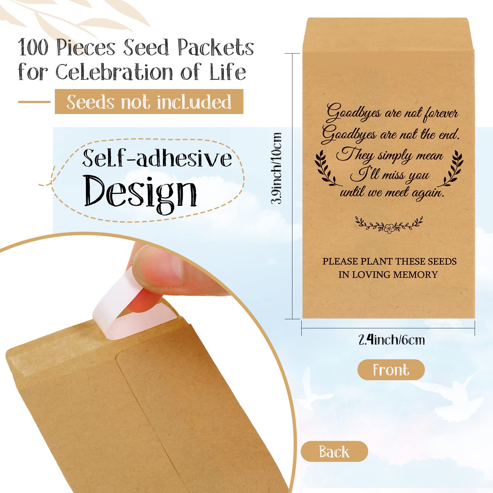 Snapklik.com : 300 Pack Funeral Favors Set 100 Pcs Self Adhesive Kraft ...