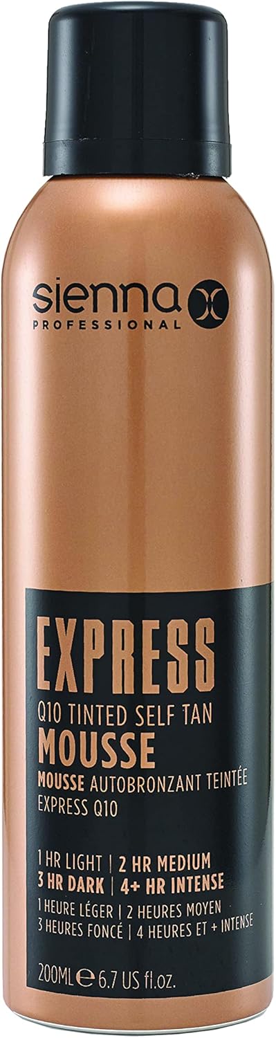 Sienna X Express Q10 Mousse Self Tan 200ml Fórmula de secado rápido enriquecida con vitamina E ...