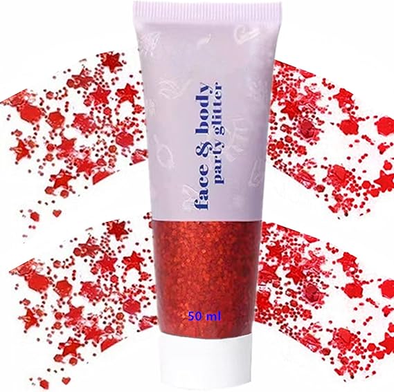 Amazon.com : Go Ho Red Face Glitter Gel,Singer Concerts Body Glitter ...