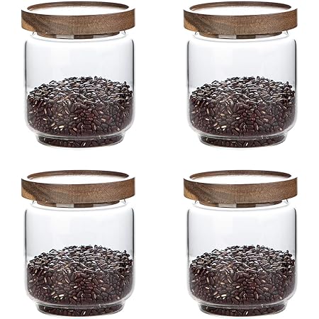 Amazon.com | Homtop Glass Storage Containers Set of 4, 15 FL OZ High ...