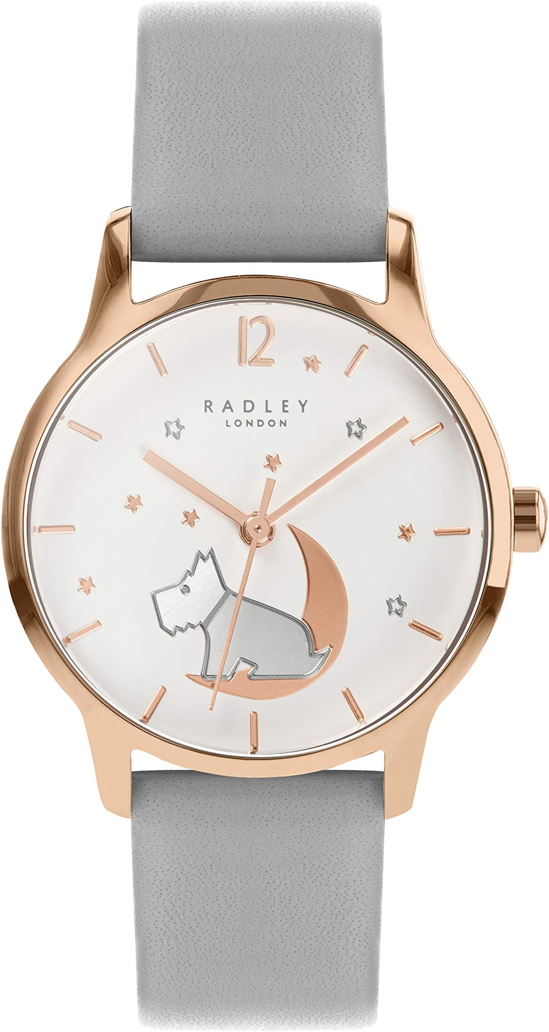 RADLEY Star Gazing Ladies Ash Soft Calf Leather Strap Dog in Moon Watch ...