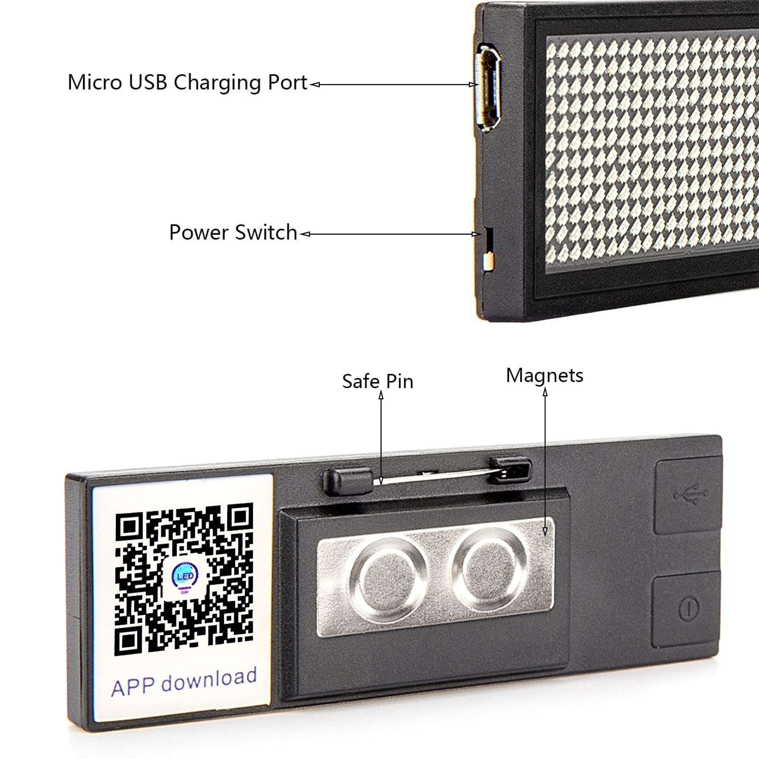 Snapklik.com : Bluetooth Led Name Badge, Wireless Rechargeable LED Name ...