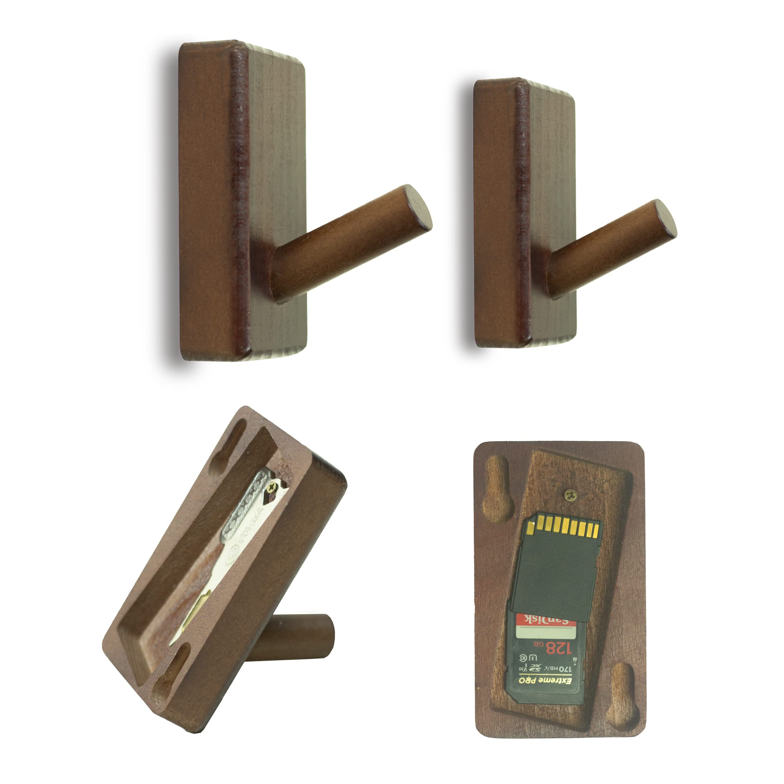 Jallyphy Hidden Key Storage Wall Hook,Wood Wall Hanger with Hidden ...