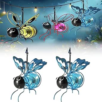 Amazon.com: Solar Bees Lights Outdoor, Hanging Bee Solar Garden Light ...