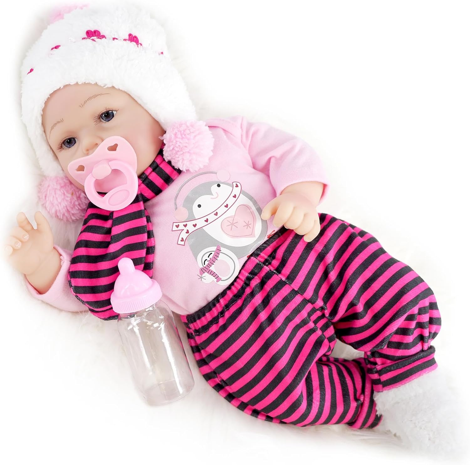 Bibi Doll Reborn Baby Girl “Snowflake” 17-Inch – Realistic Newborn with ...