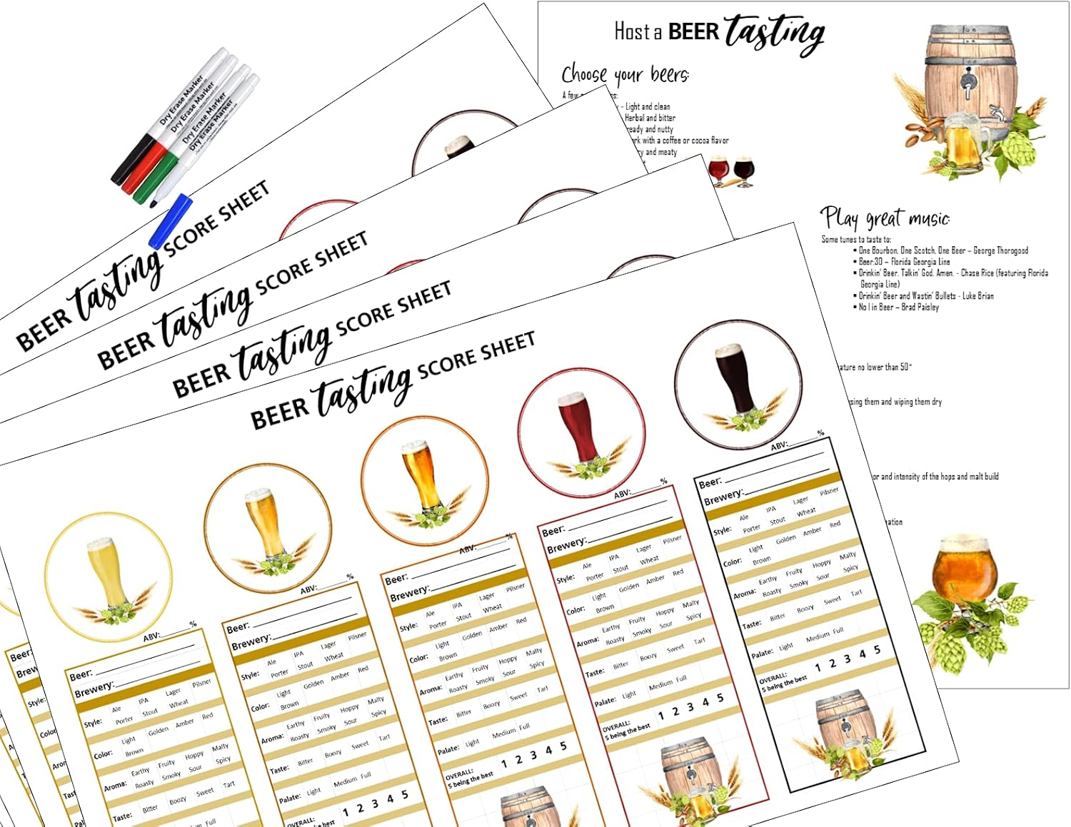 Amazon.com: Laminated Craft Beer Tasting Ratings Score Card Place Mats ...