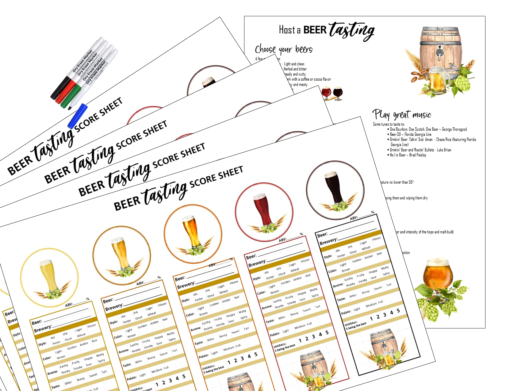 Amazon.com: Laminated Craft Beer Tasting Ratings Score Card Place Mats ...