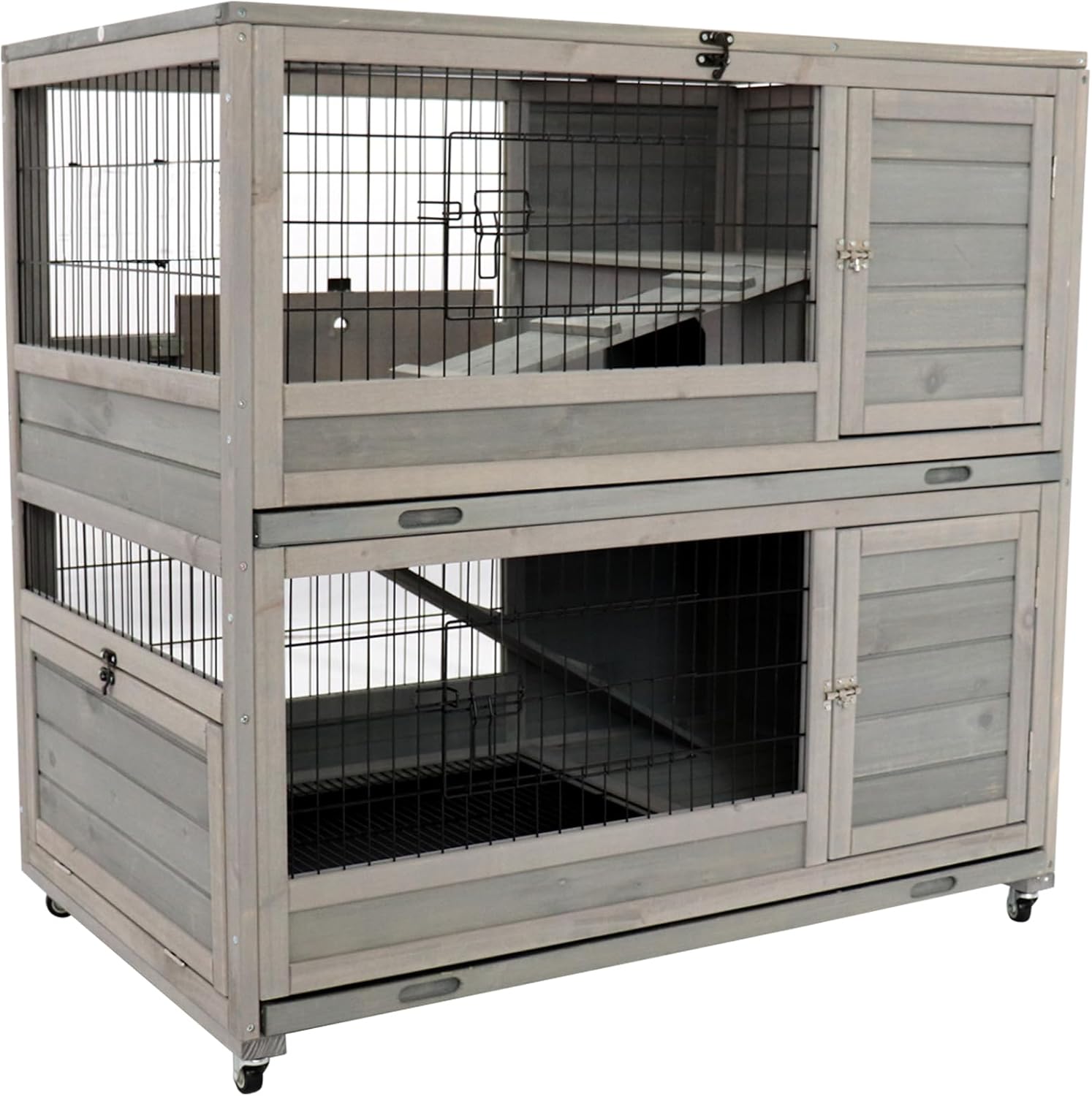 Amazon.com : LIYAHUIA Bunny Cage Rabbit Hutch Indoor Deluxe Double ...