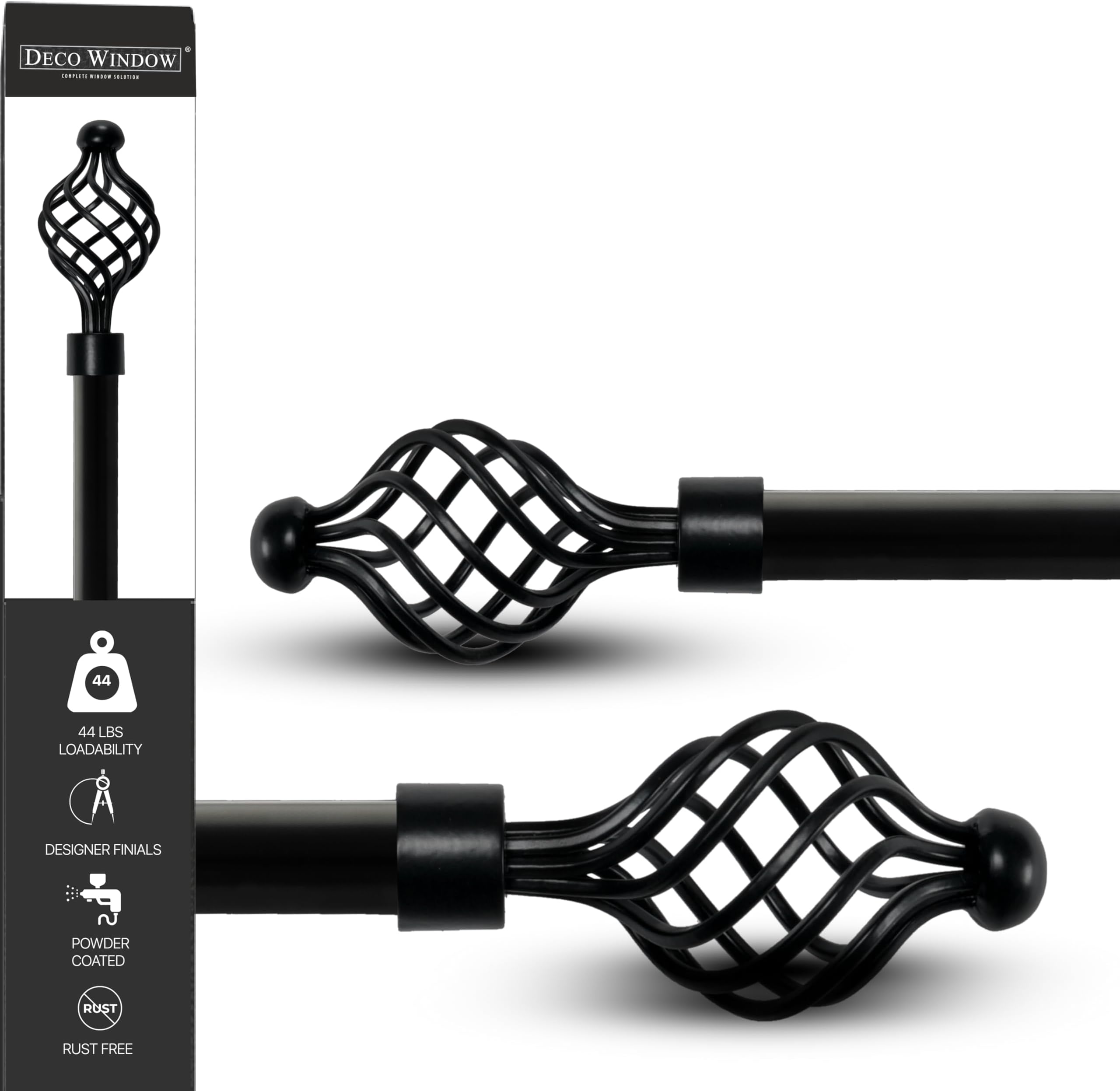 Deco Essential 36"-66" Extendable Curtain Rod For Door & Windows ...