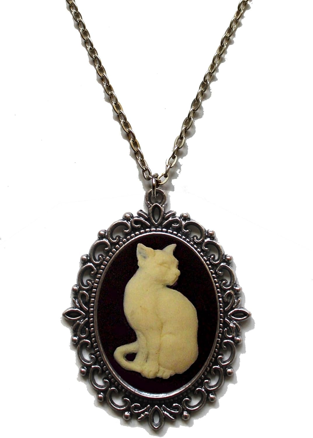 Victorian Vault Cat Cameo Steampunk Gothic Pendant Necklace on Chain ...