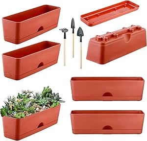 Amazon.com : 6-Pack Large Window Boxes 16 Inch Rectangle Planters for ...