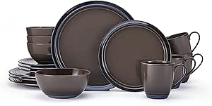 Amazon.com | Mikasa Elura Espresso 16 Piece Dinnerware Set, Service for 4: Dinnerware Sets