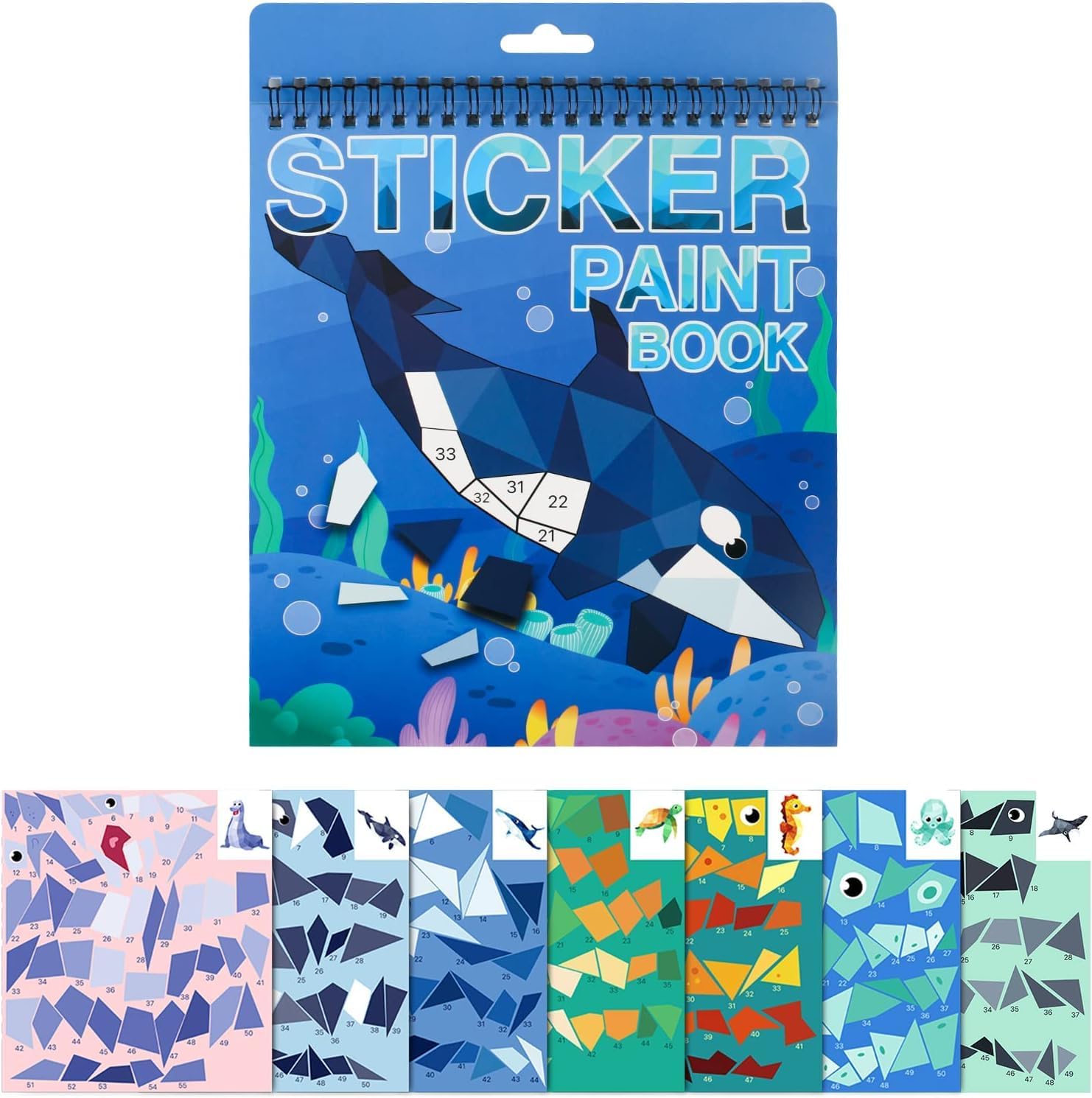 TPQKA Ocean Sticker Book Crafts for Kids Ages 4-8, Blue Vinyl Stickers ...