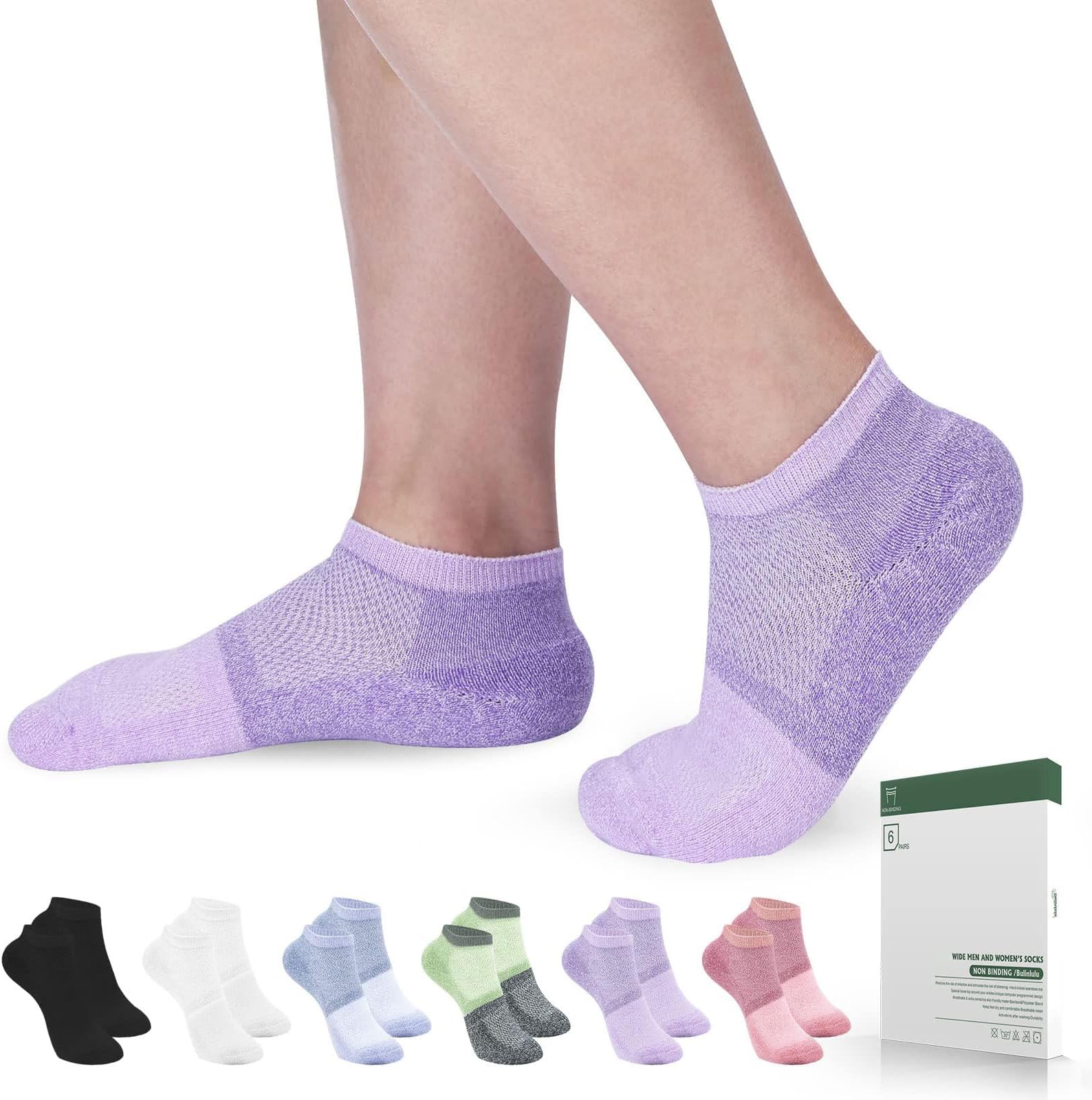 Amazon.com: 6 Pair Diabetic Ankle Circulatory Socks Health Support Men ...
