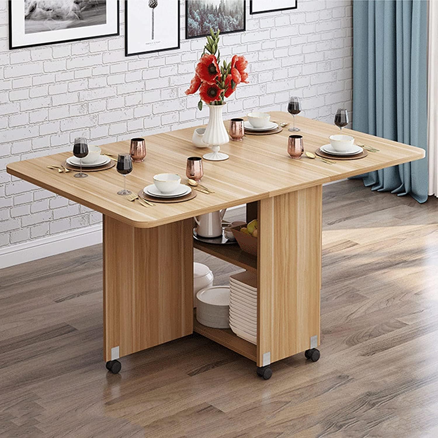Amazon.com - EESHHA Folding Table Kitchen Dinner Table, Expandable ...