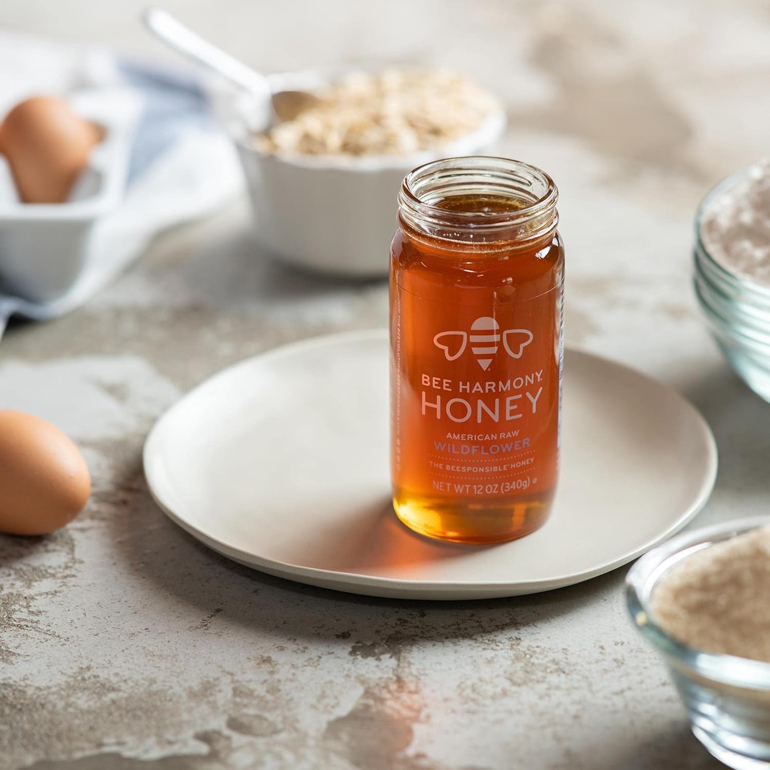 Bee Harmony American Raw Wildflower Honey, 12 onzas (paquete de 2 ...