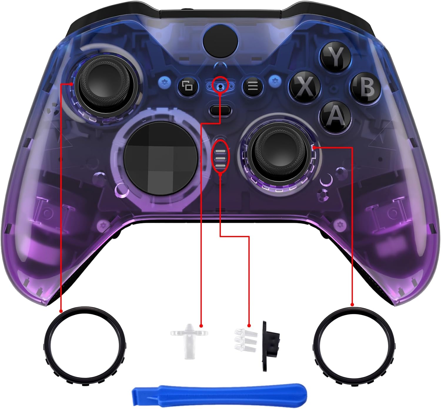 eXtremeRate Gradient Translucent Bluebell Front Housing Shell Case ...