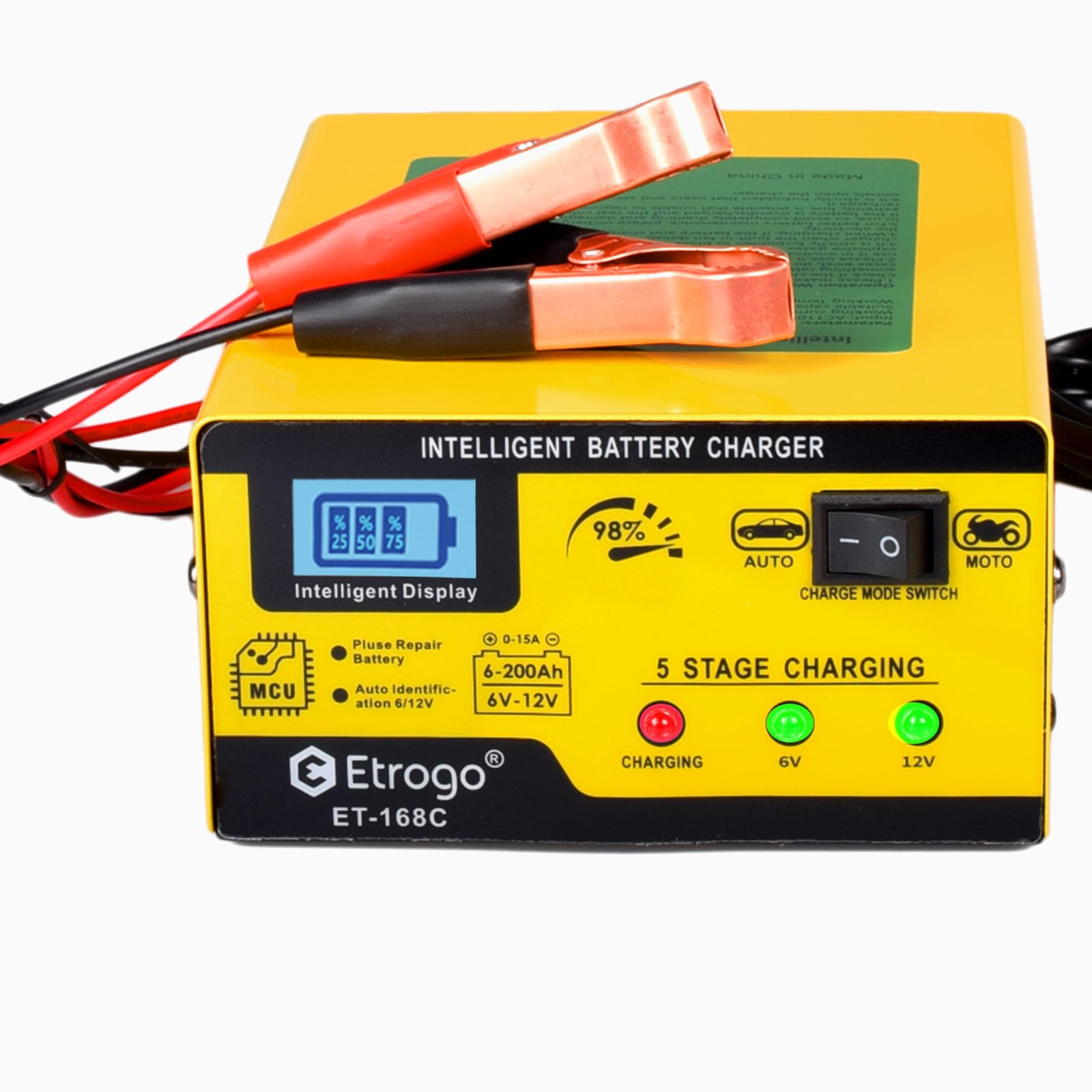 Etrogo Intelligent Pulse Charger 10A Auto Stop Charging Two Charging ...