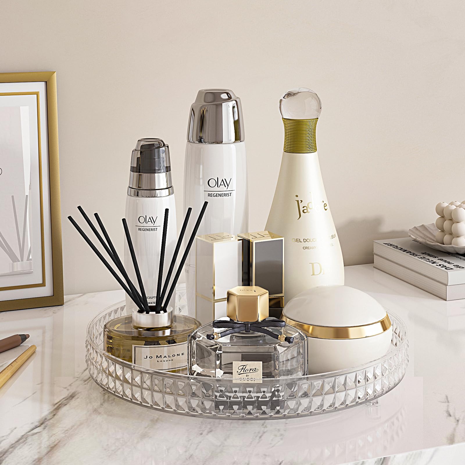 Amazon.com: Bukfen 360 Rotating Makeup Organizer for Vanity,1 Tier ...