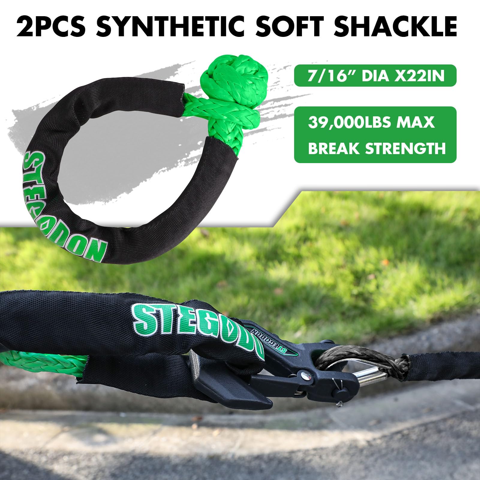Snapklik.com : STEGODON 1/2inch X 85ft Synthetic Winch Rope Kit ...
