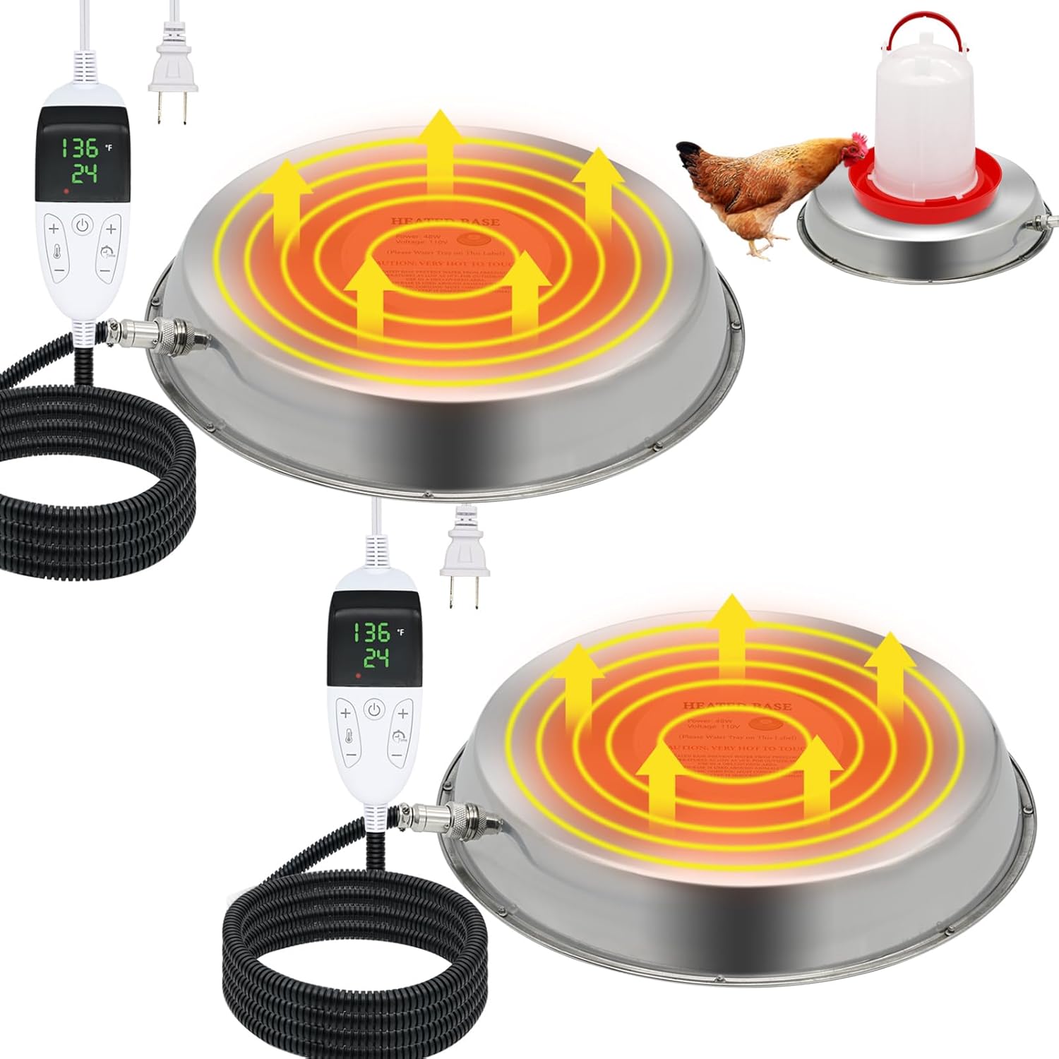 Amazon.com: Chicken Water Heater 2 Pack,Heated Poultry Waterer Base ...