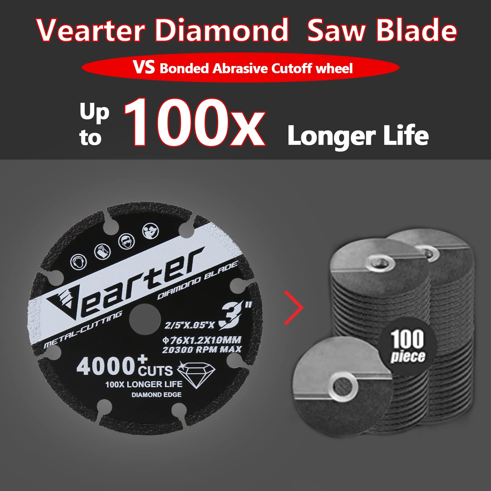 Snapklik.com : Vearter Diamond Cutting Wheel Disc 3 X 3/8 Inch(76mm ...