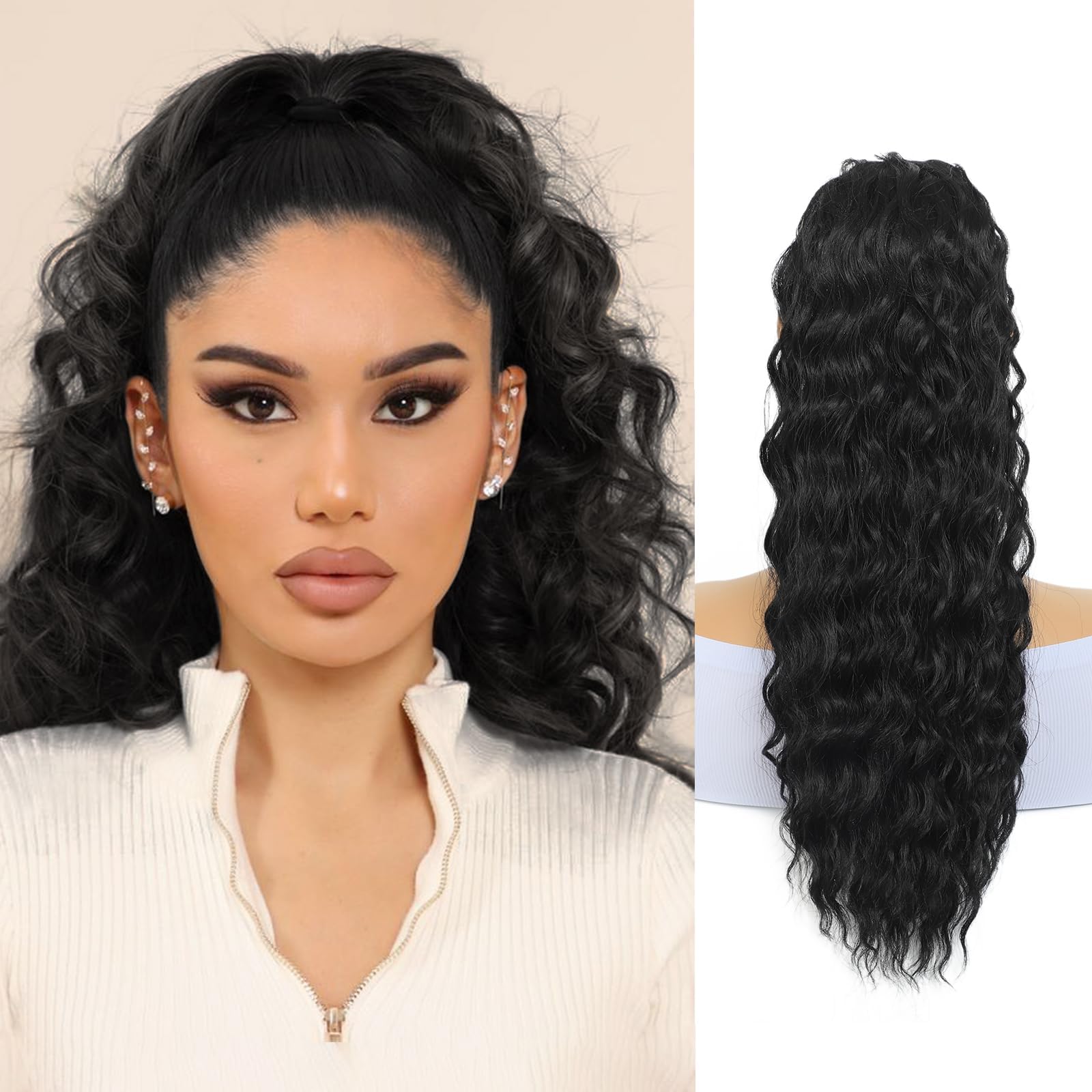 Amazon.com : Looxey 26 Inch Water Wave Wig for Women Synthetic Curly ...