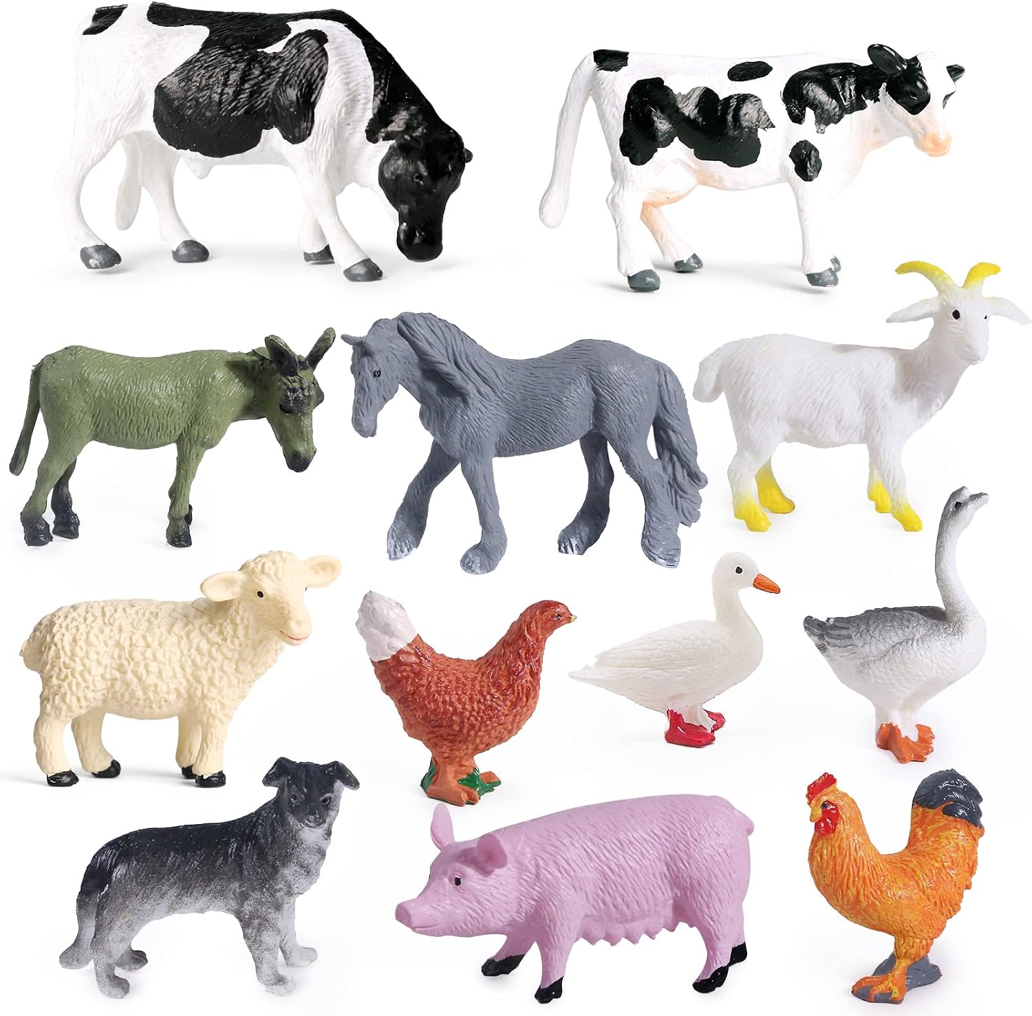 Amazon.com: SIENON 12Pcs Realistic Mini Farm Animal Figurines - Plastic ...