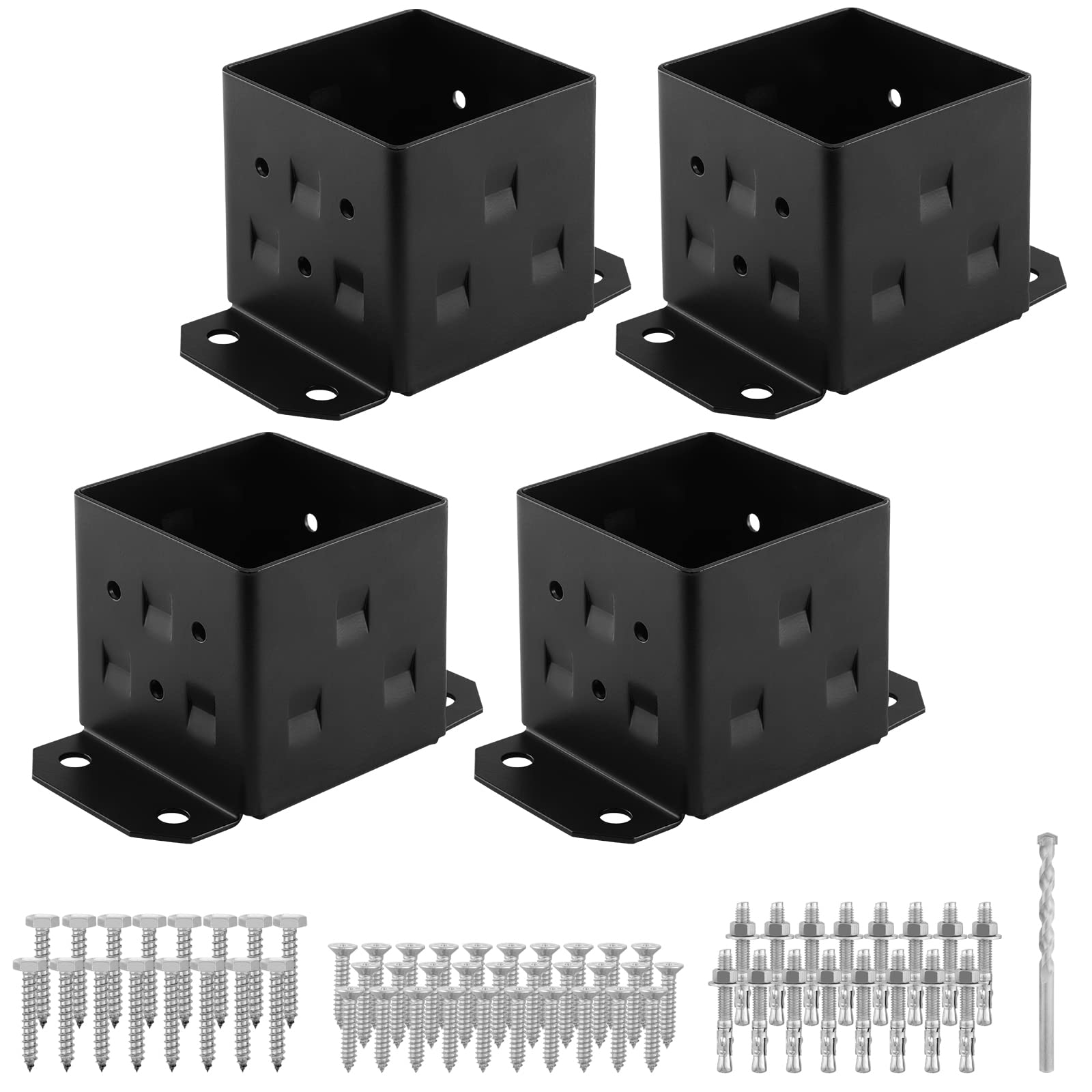 Buy 4x4 Post Base Anchor Brackets | Heavy Duty 4 x 4 Steel Support Kit ...