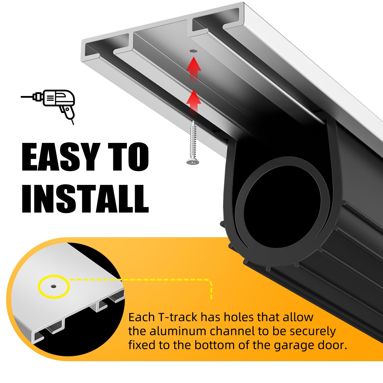 Jin&Bao Garage Door Bottom Seal with Pre-drilled Aluminum Track ...