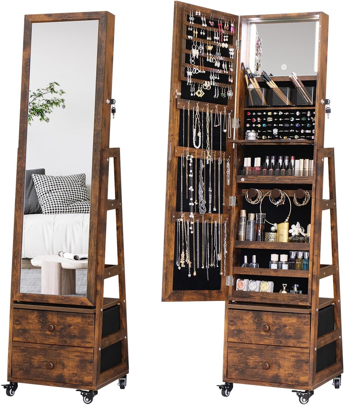 Amazon.com: SQLIFE Jewelry Storage Cabinet with Full-Length Mirror ...