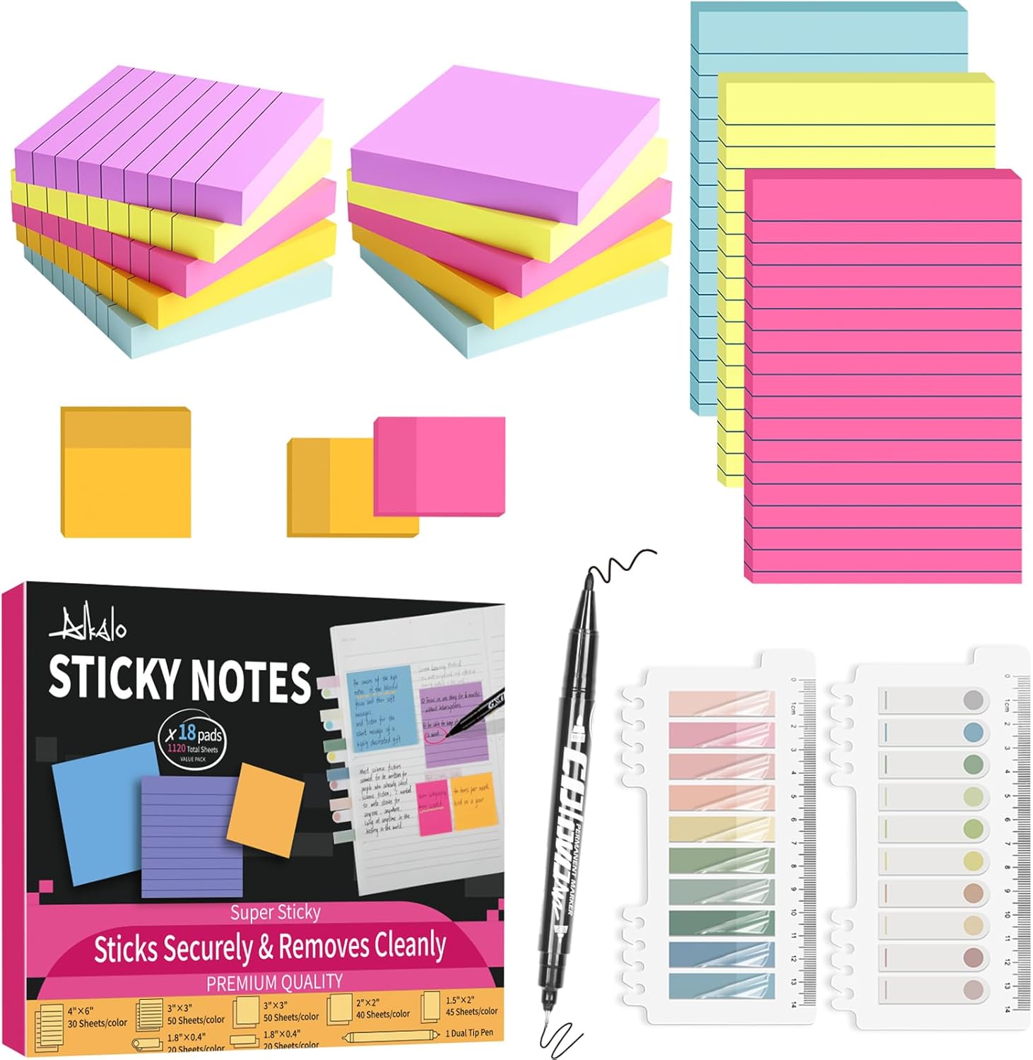 Amazon.com : Sticky Notes,1120 Sheets Sticky Notes with Pen, Annotation ...